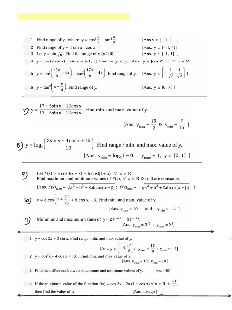 Range of Trigonometric Function | PDF