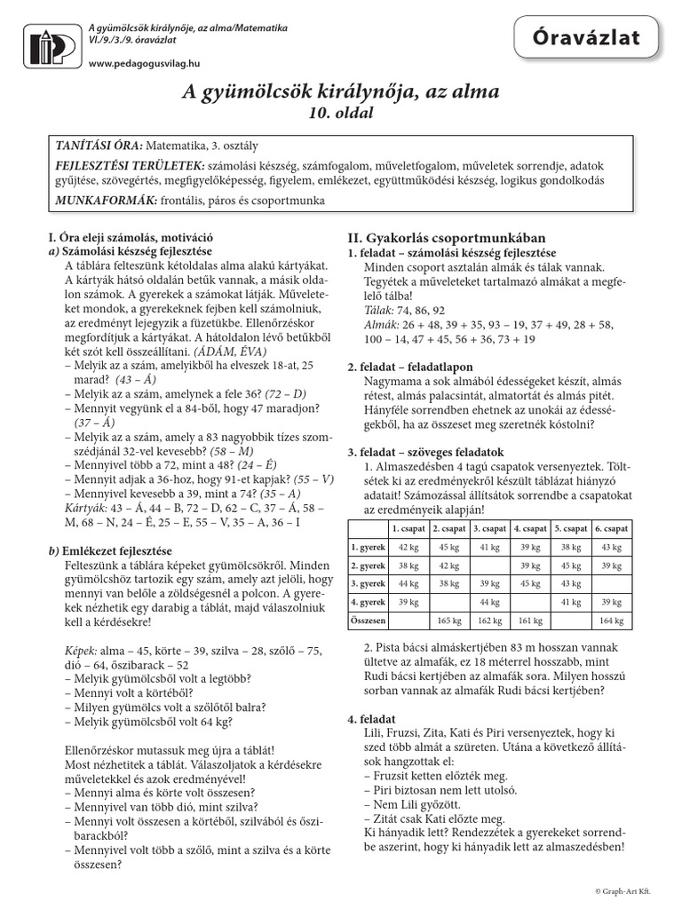 Az Alma Óravázlat | PDF