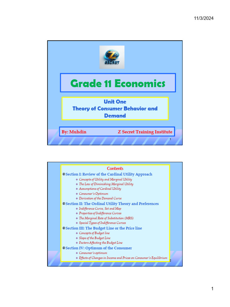 Grade 11 Economics Unit 1 Pdf Utility Demand