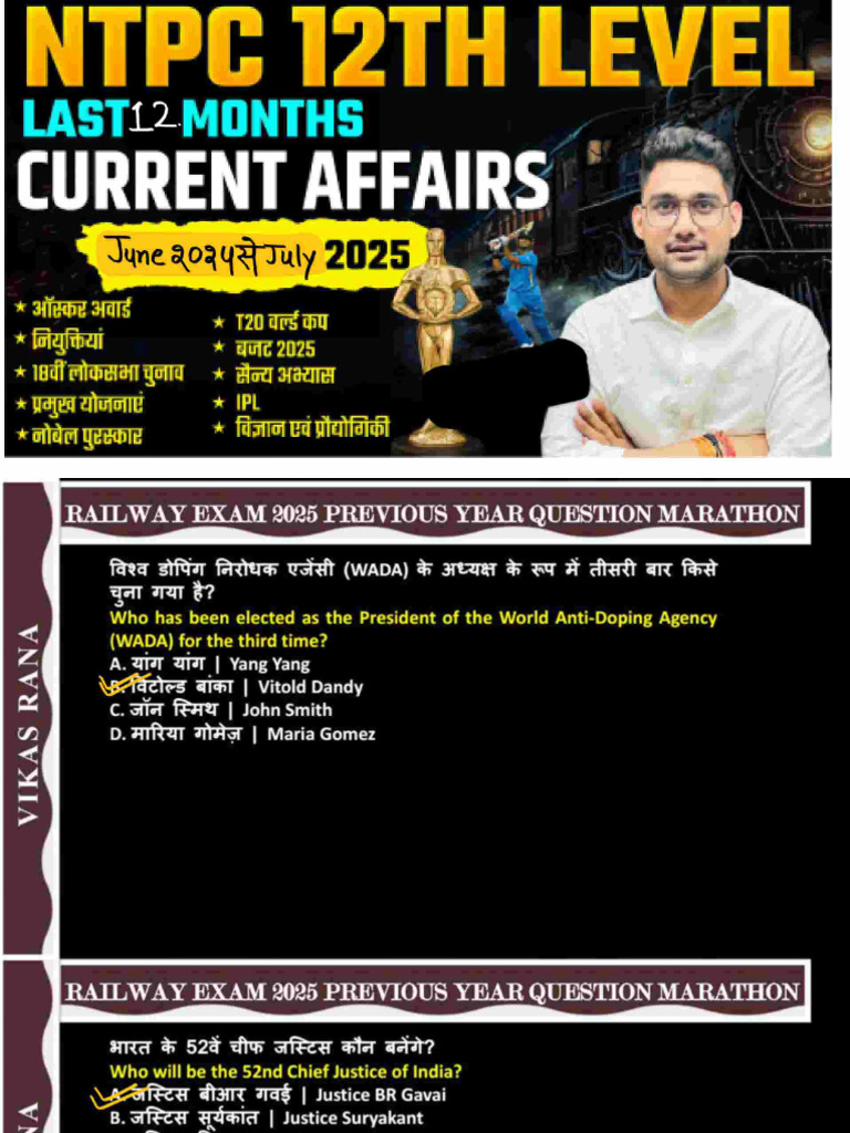 One Year Complete Current Affair by Vikas Rana Sir | PDF