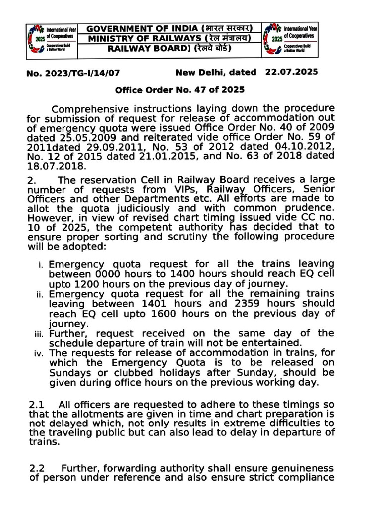 Emergency Quota - Railway Board | PDF