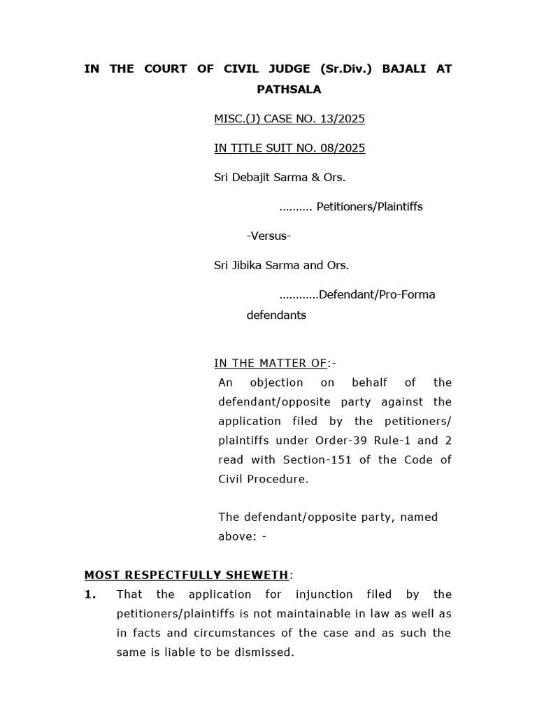 Written Objection Jibika Sharma | PDF | Affidavit | Practice Of Law