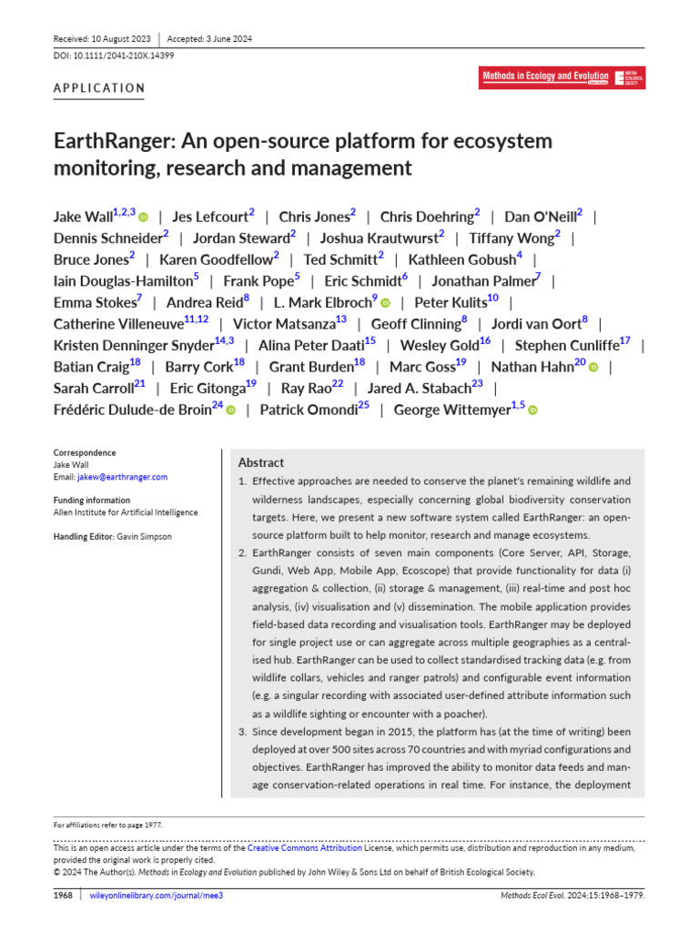 EarthRanger: Open-Source Ecosystem Monitoring | PDF | Ecology ...