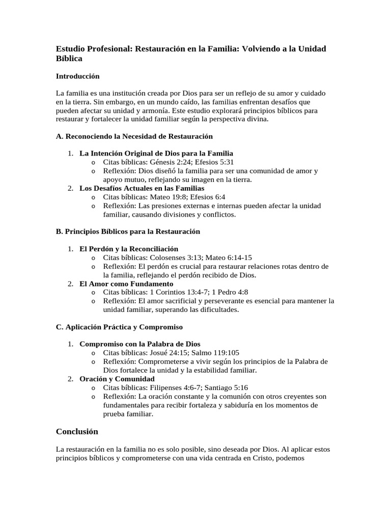 Restauración Familiar según la Biblia | PDF