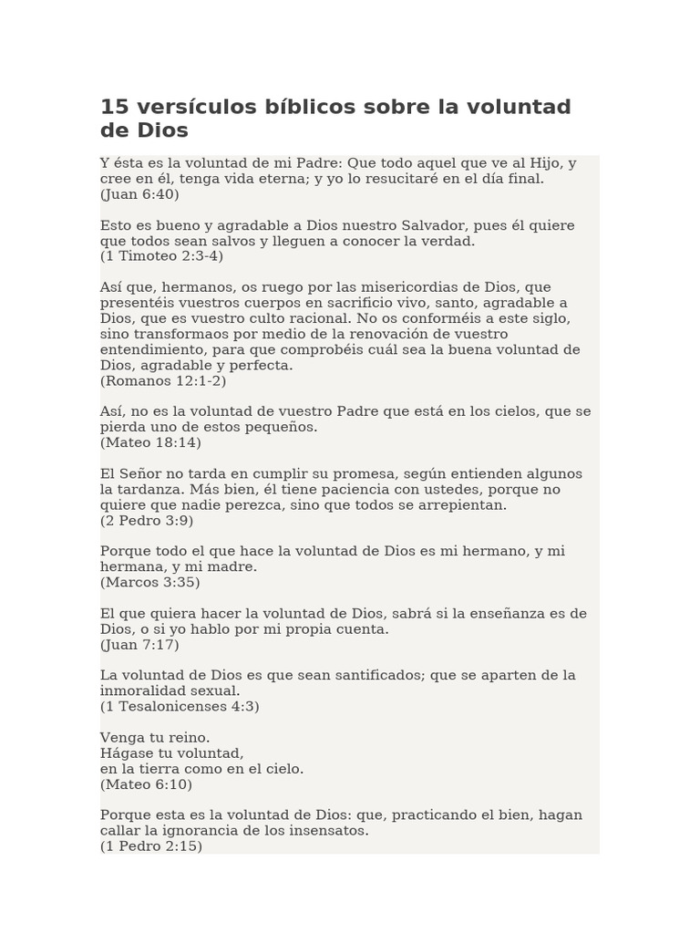 15 Versículos Bíblicos Sobre La Voluntad de Dios | PDF