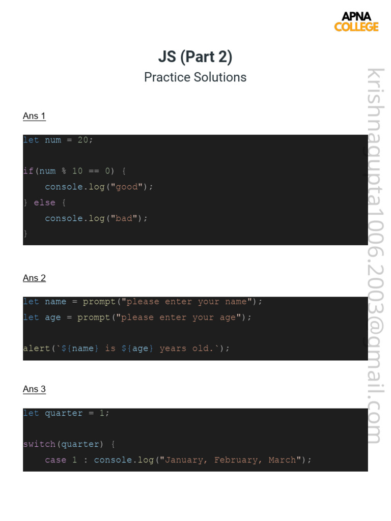 JS Part 2 (Ans) | PDF