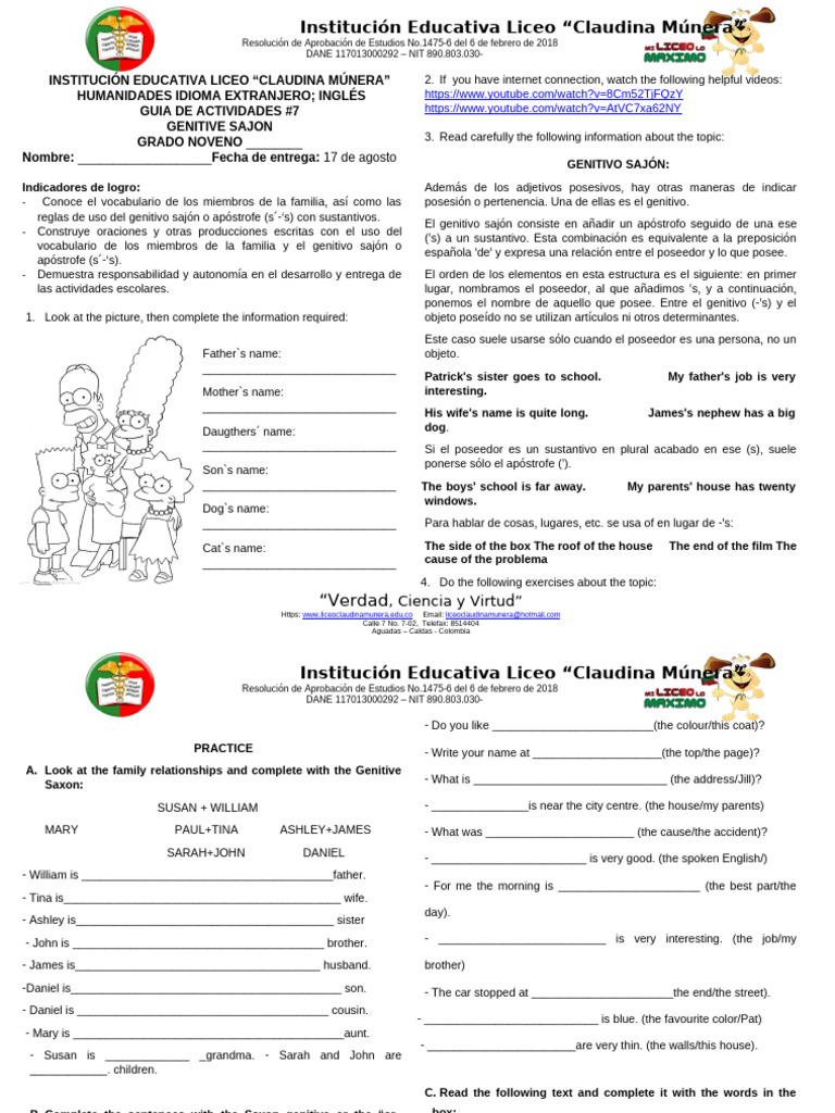 Genitive Saxon Guide for Students | PDF | Lisa Simpson | Characters Created