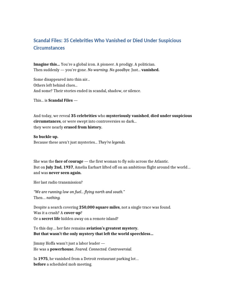 Scandal Files Voiceover Ready Script | PDF