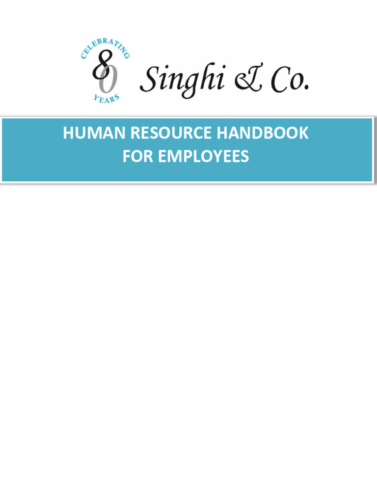 Singhi & Co. HR Handbook Employees Oct'19 | PDF | Employment | Salary