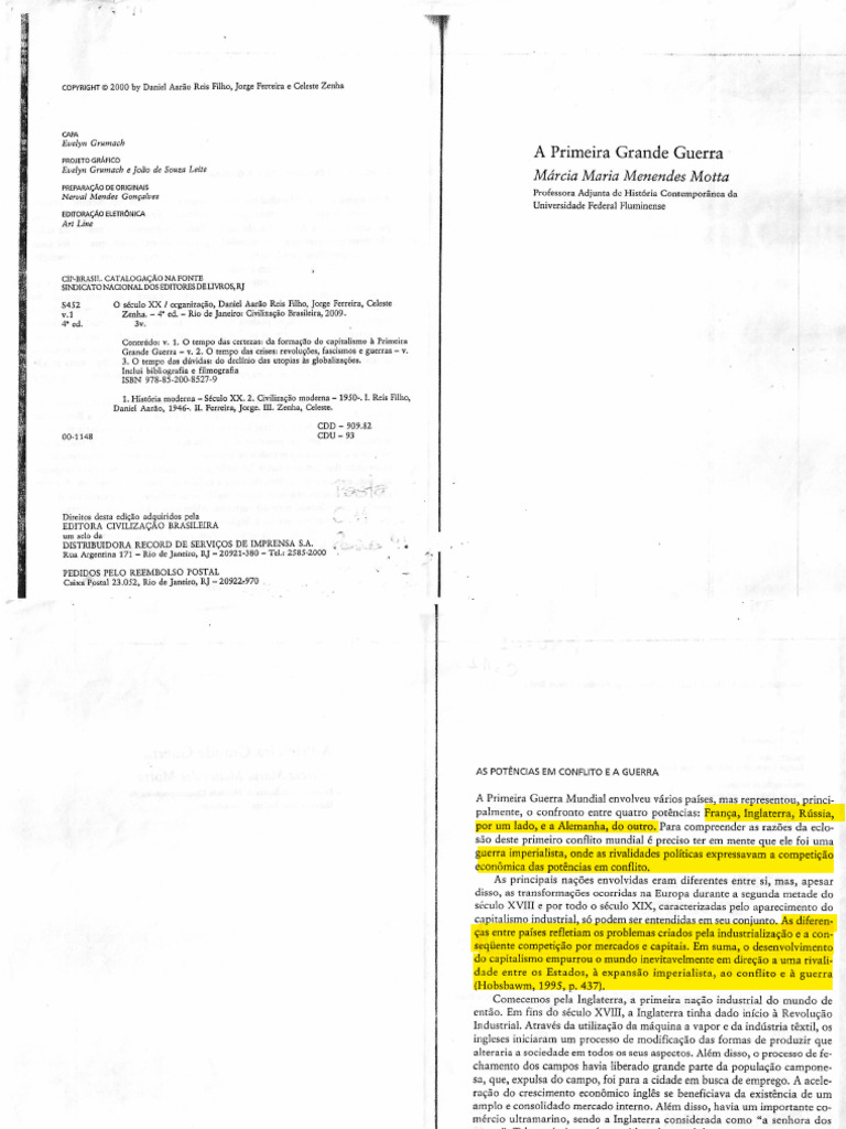 MOTTA, Márcia. A Primeira Grande Guerra | PDF