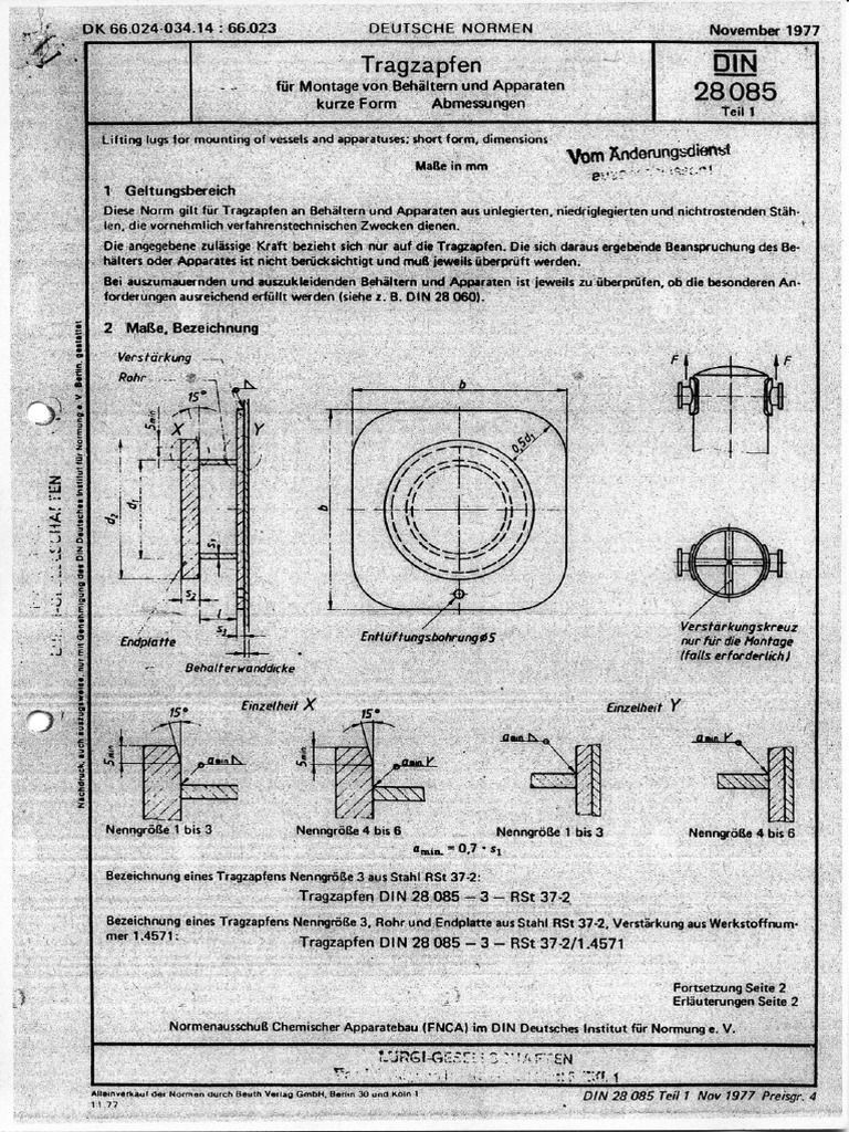 TRAGZAPFEN - DIN28085 Lifting Trunnion | PDF