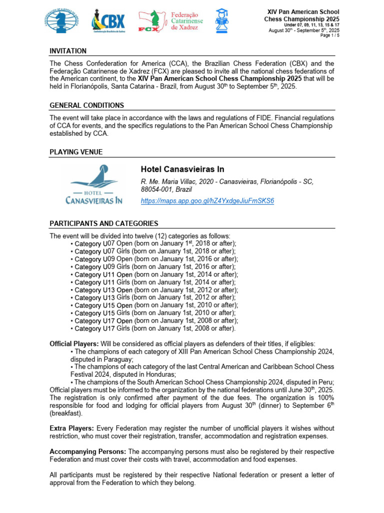 PanAm School@Brazil Regulation File | PDF | Chess