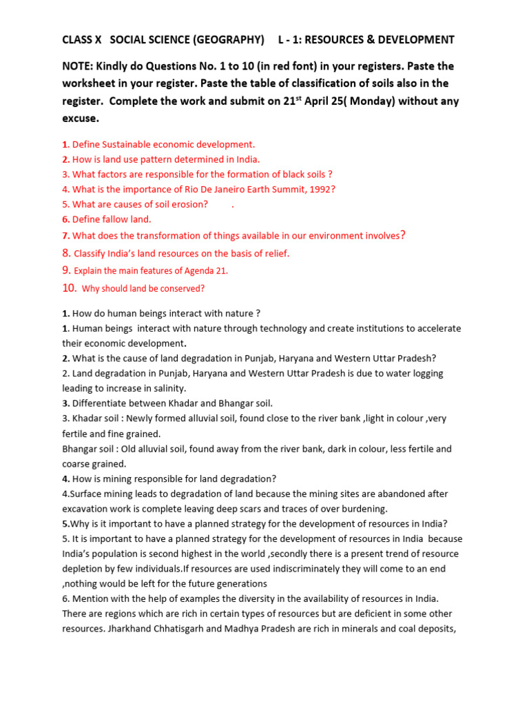 Class X Geography: Resources & Development | PDF | Soil | Agriculture