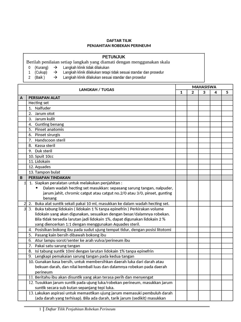 Prosedur Penjahitan Robekan Perineum | PDF
