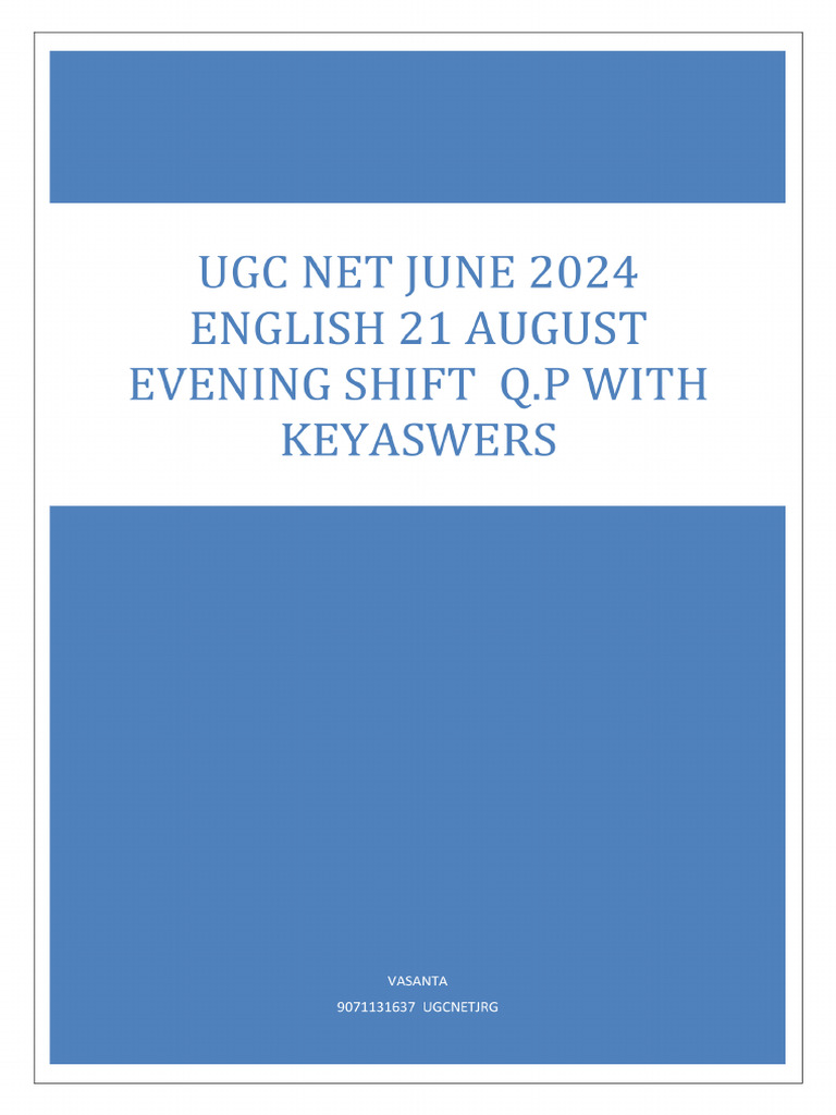 UGC NET JUNE 2024 English 21st August Shift II | PDF