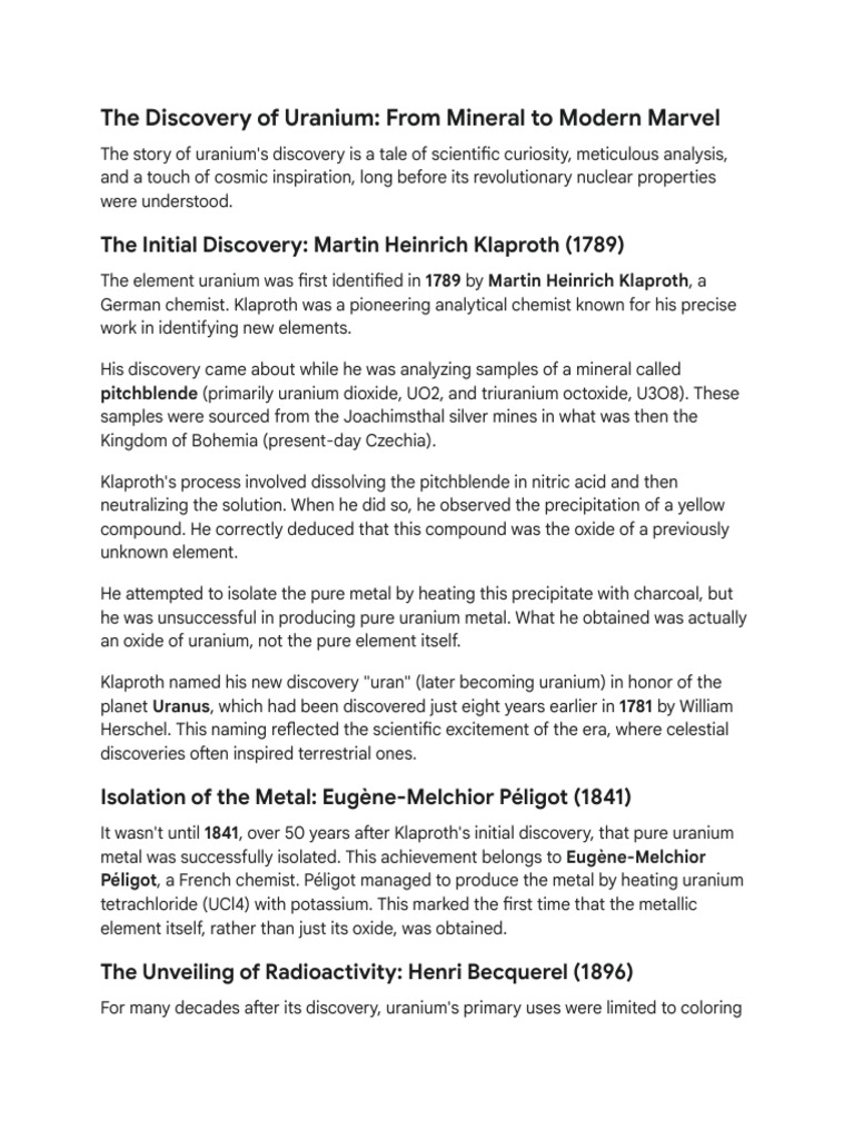 How We Discovered Uranium | PDF | Uranium | Physical Sciences