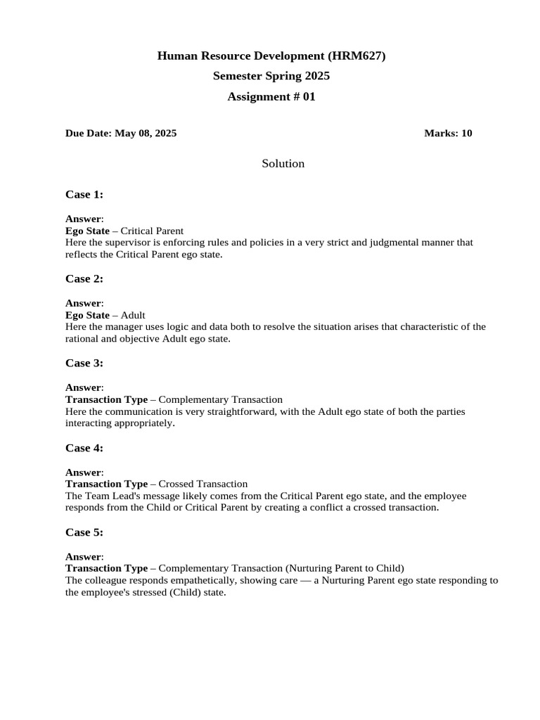 Assignment No-1 HRM627 Spring 2025 | PDF