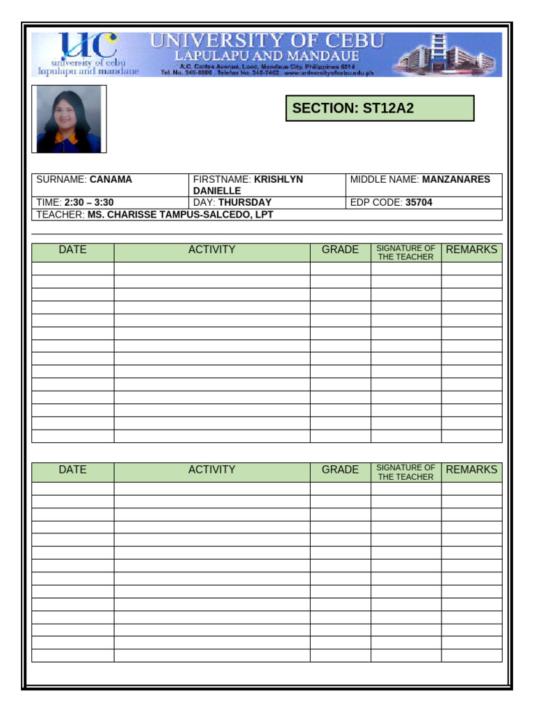 Ms. Salcedos Class Card Sy 2025 2026 | PDF