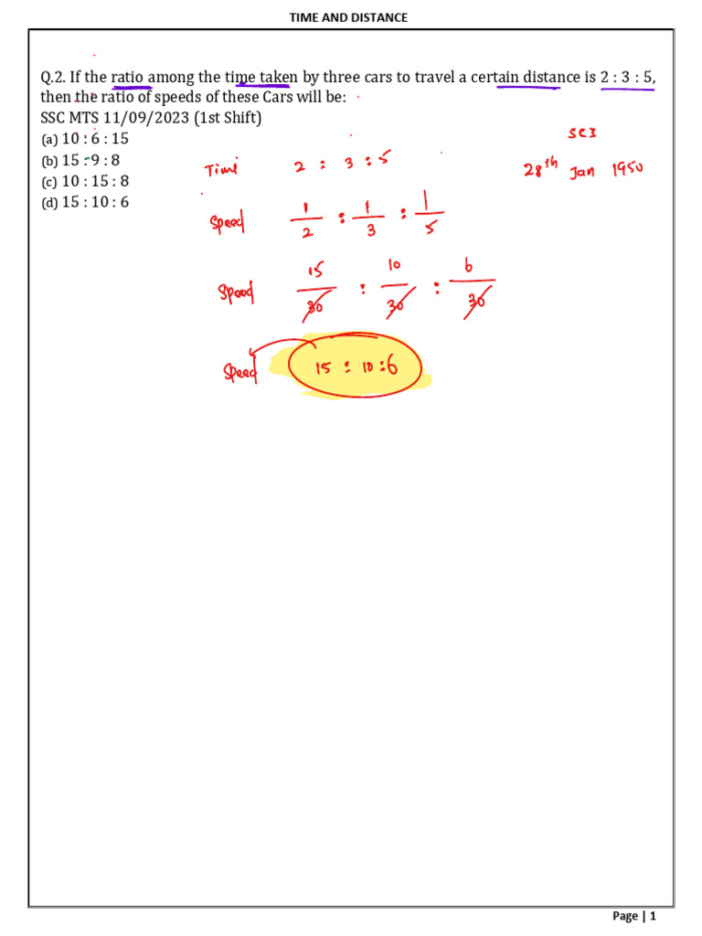 Time and Distance Class Fil | PDF | Speed | Transport