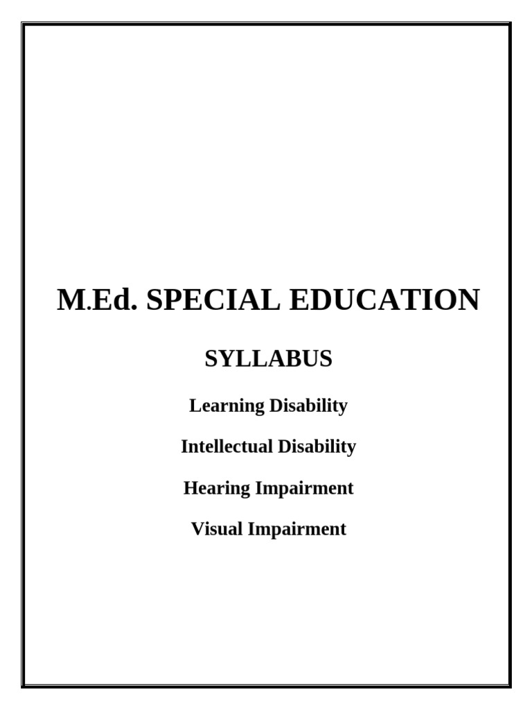 M.Ed. Special Education Syllabus Overview | PDF | Educational ...