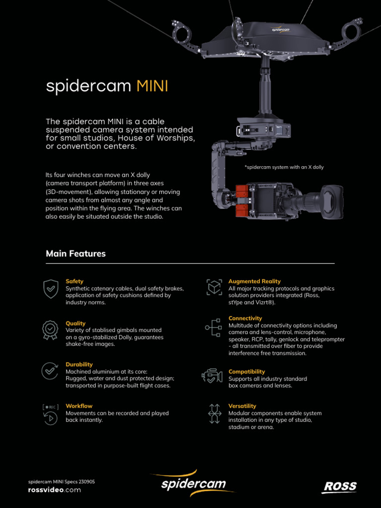 Spidercam MINI Overview and Specs | PDF | Photography Equipment