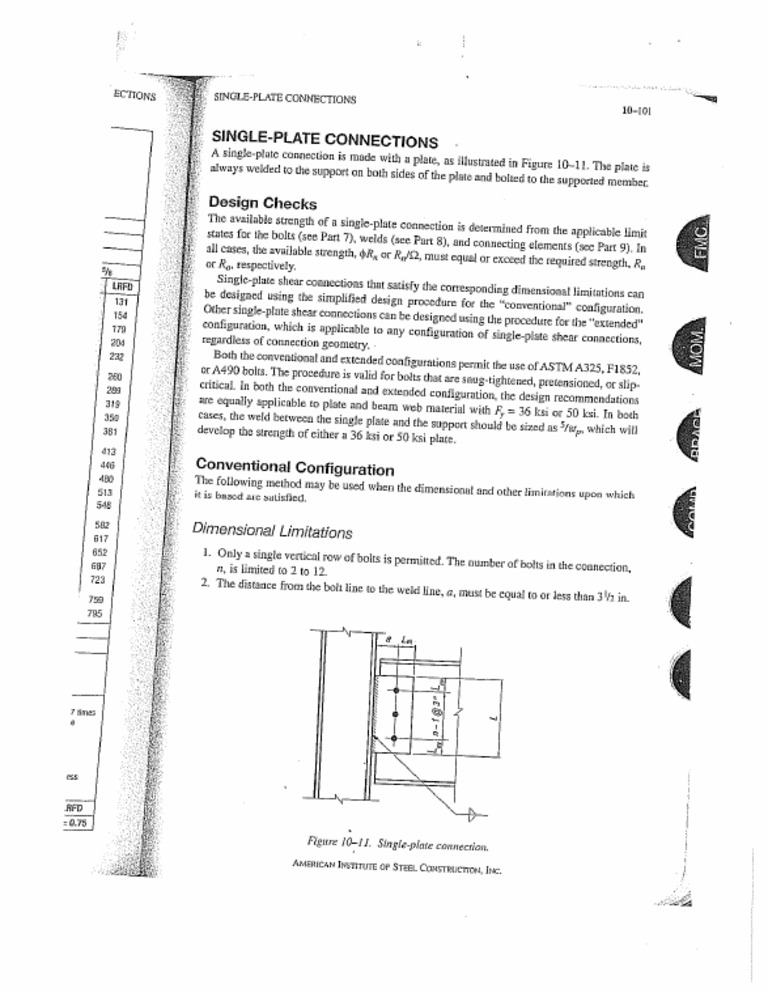 Shear Tab Connections AISC 13th Edition | PDF