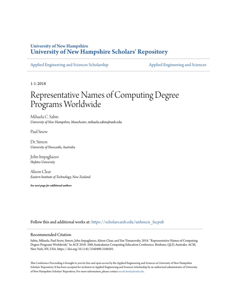 Global Computing Degree Program Names | PDF | Association For Computing ...