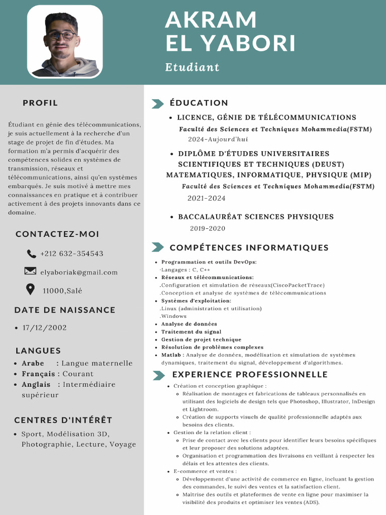 CV Akram El Yabori | PDF