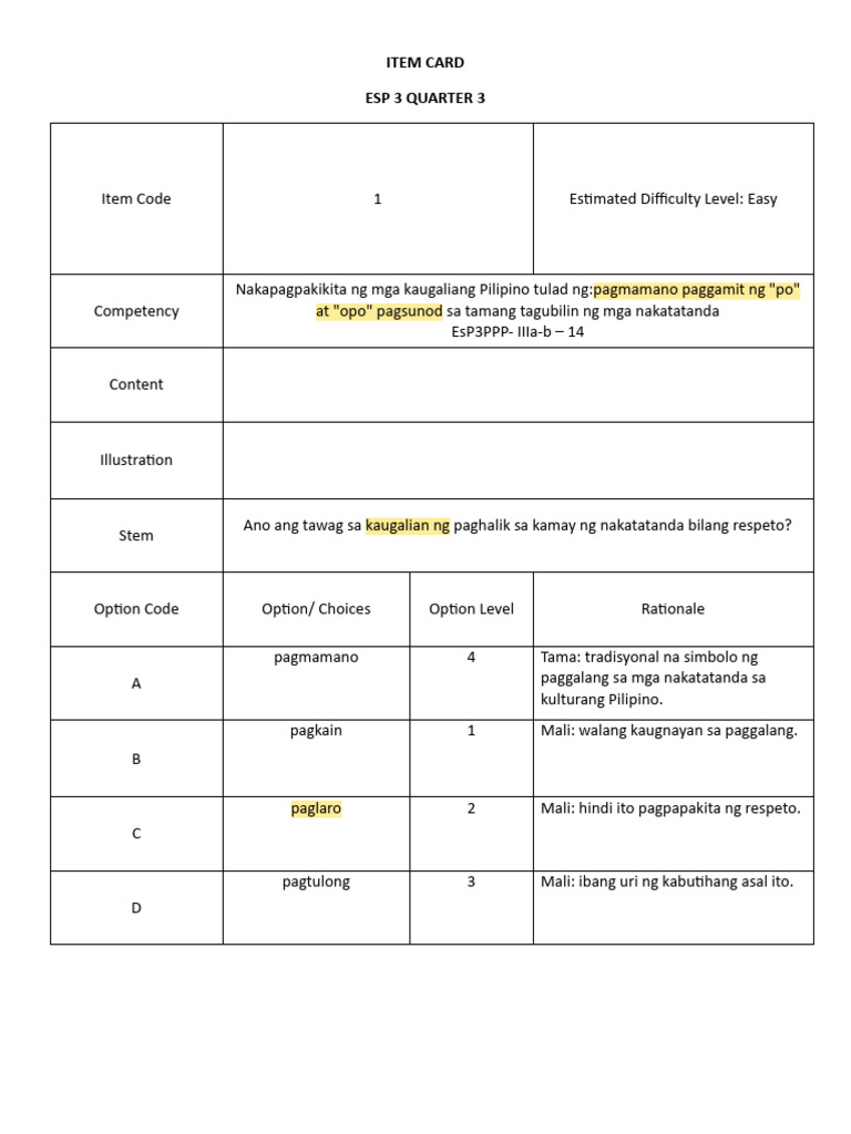 Item Card | PDF