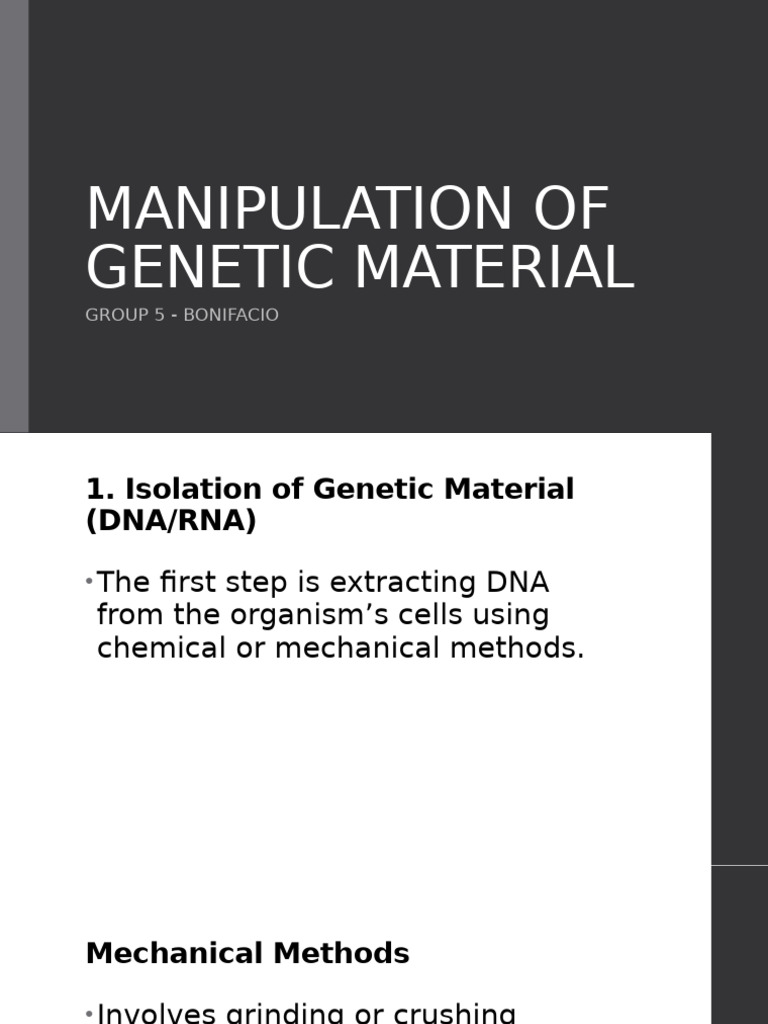Manipulation of Genetic Material | PDF