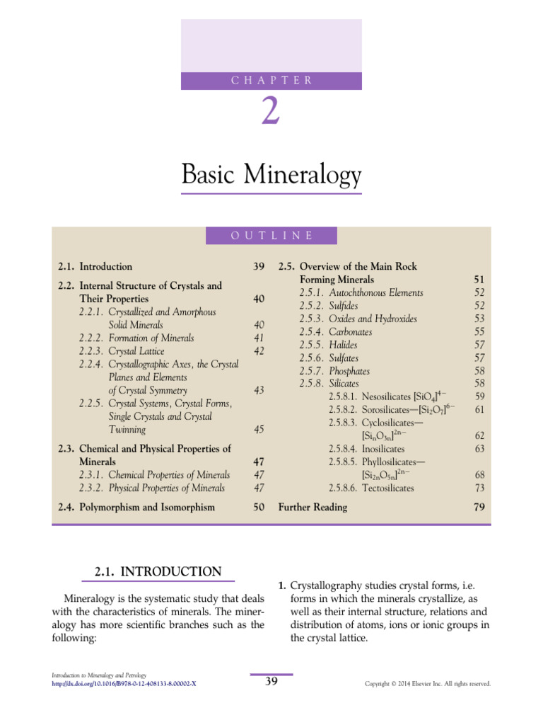 Chapter 2 - Basic Mineralogy | PDF | Minerals | Crystal Structure