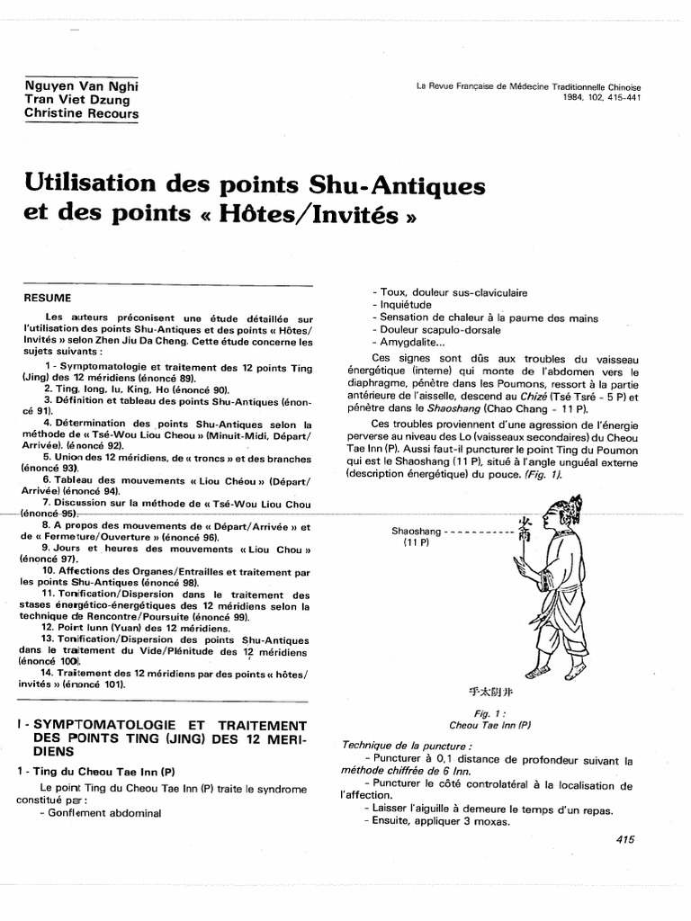 Utilisation Des Points Shu Antiques | PDF