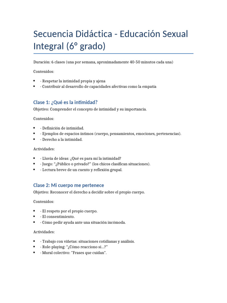 Secuencia Didactica ESI 6to | PDF | Empatía | Cognición