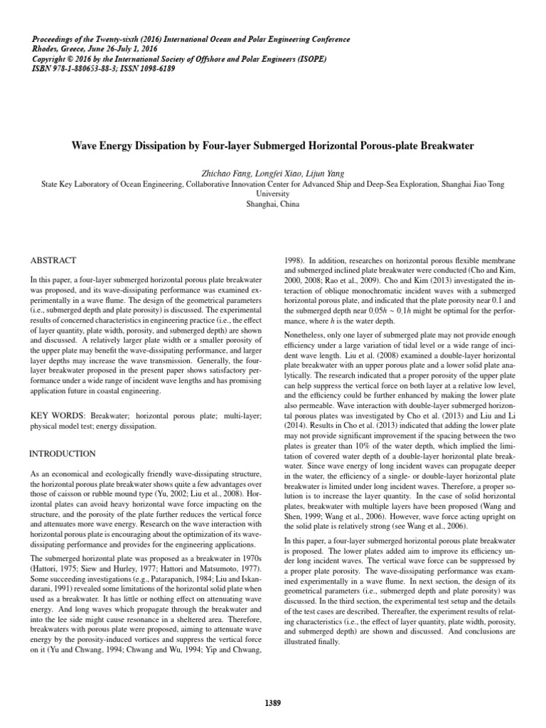Four-layer Porous Plate Breakwater Design | PDF | Waves | Porosity