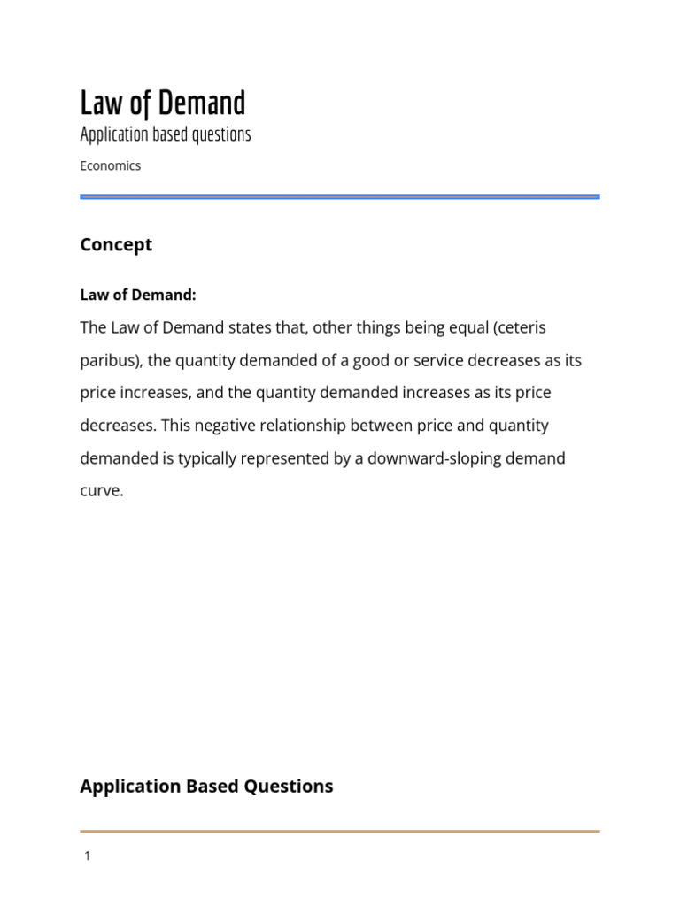 Law of Demand - ABQ - Economics | PDF | Demand | Elasticity (Economics)