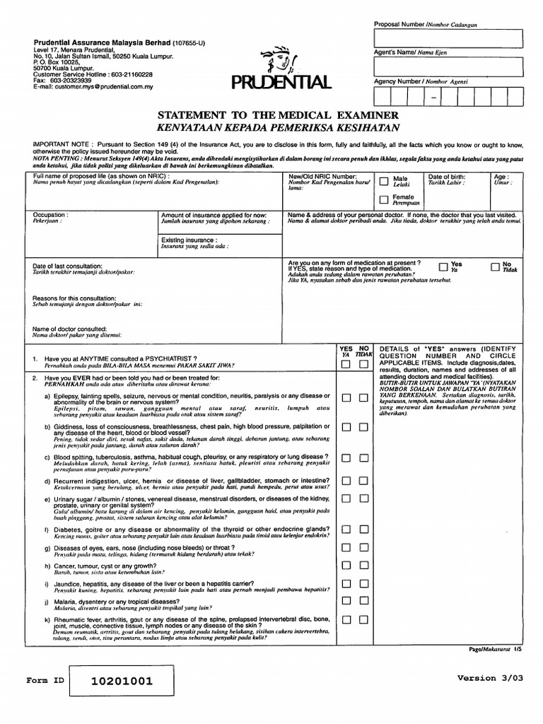 Medical Examination FORM PAMB | PDF