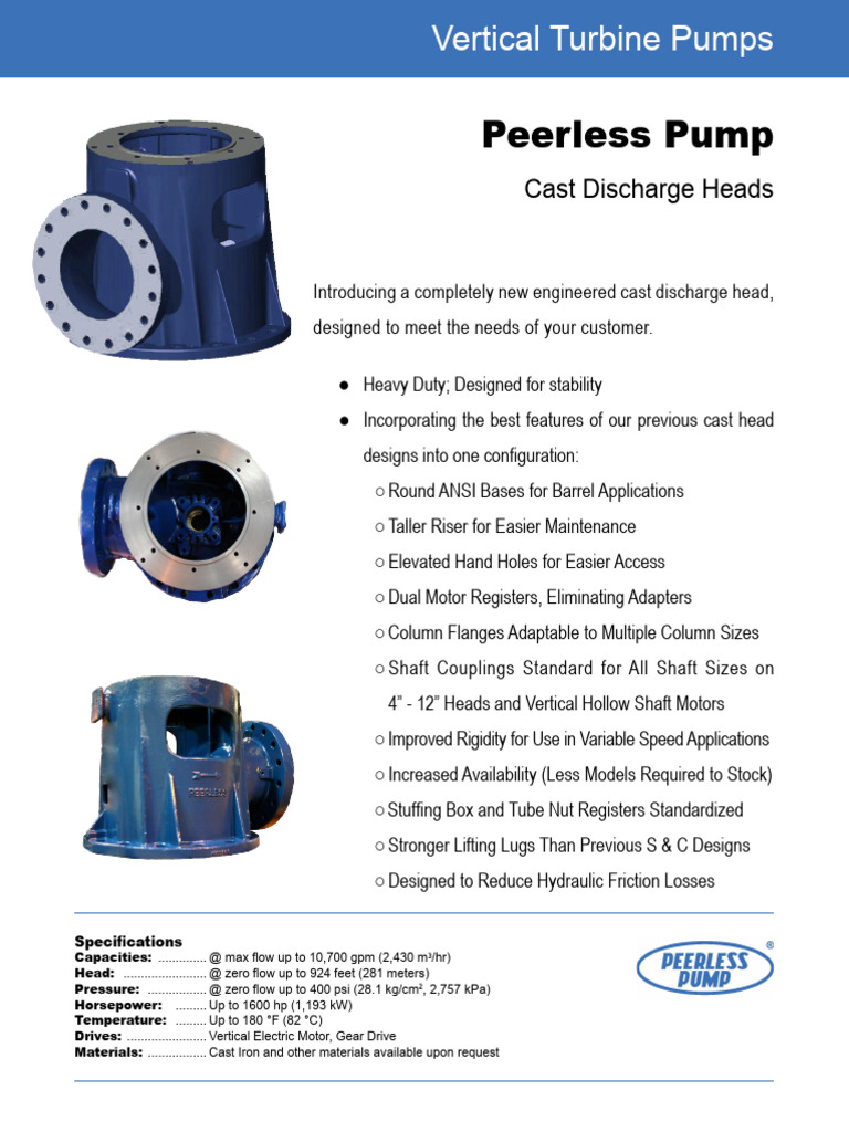 Vertical Turbine Cast Discharge Heads | PDF | Pump | Horsepower