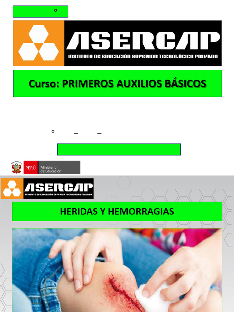 Curso de Primeros Auxilios Sesión 2-1 | PDF | Herida | Enfermedades y trastornos