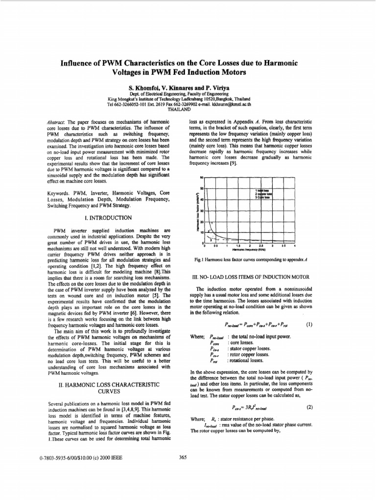 PWM Effects on Induction Motor Core Losses | PDF | Electric Motor ...