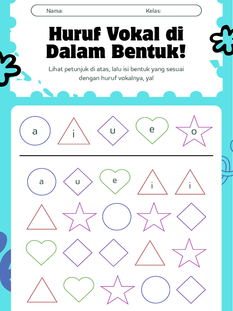 Worksheet Belajar Huruf Vokal | PDF