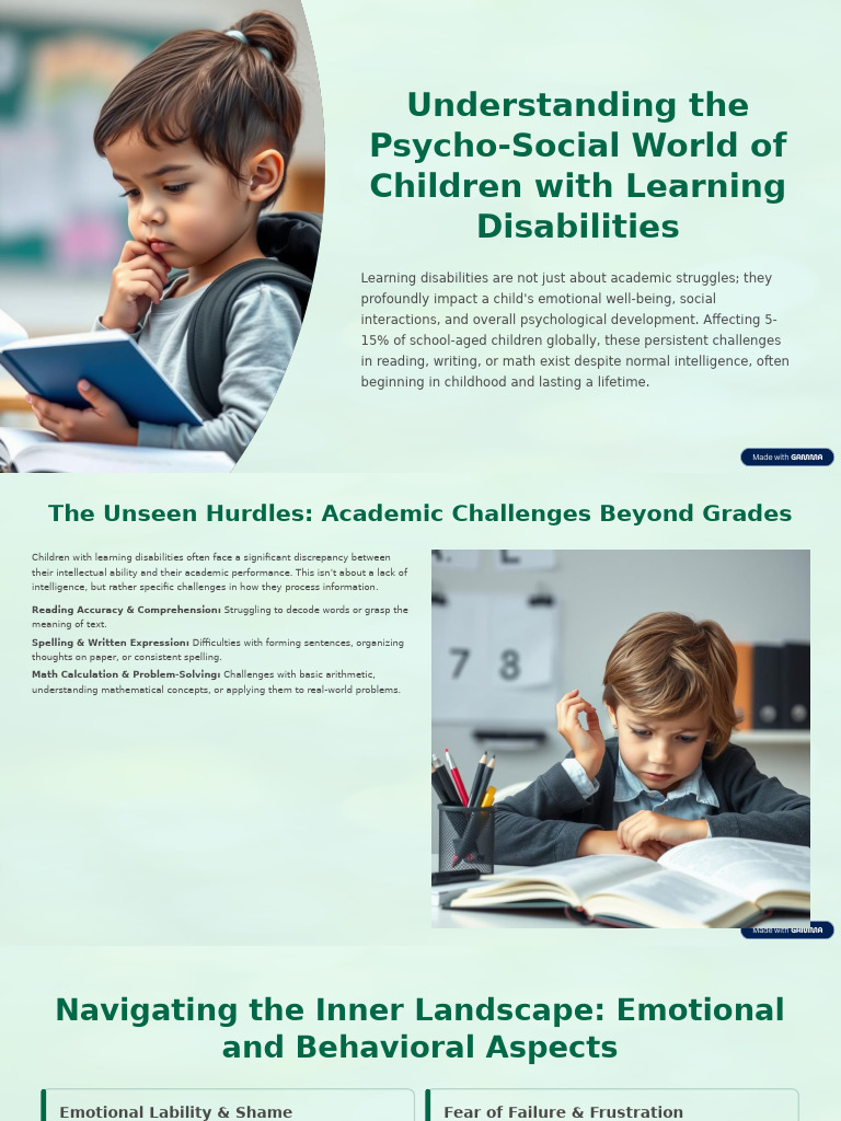 Understanding The Psycho Social World of Children With Learning Disabilities | PDF | Learning ...