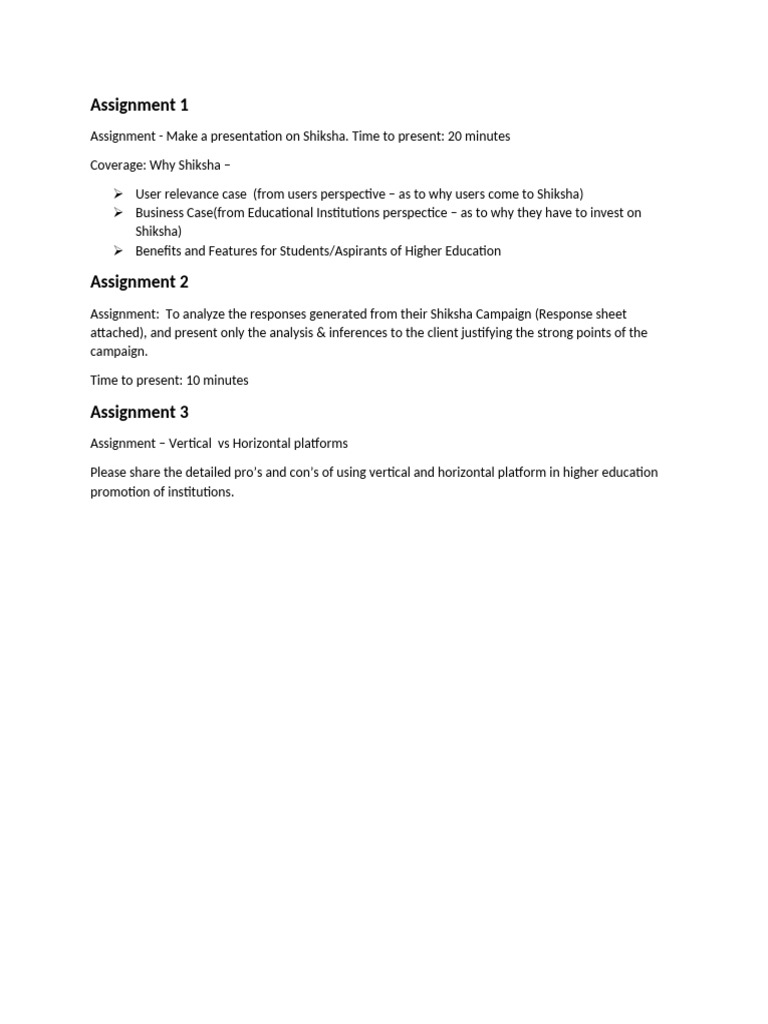 Assignments | PDF