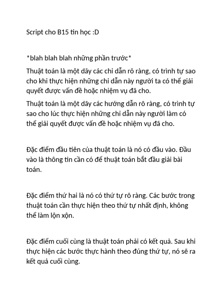 Script Cho B15 Tin Học | PDF