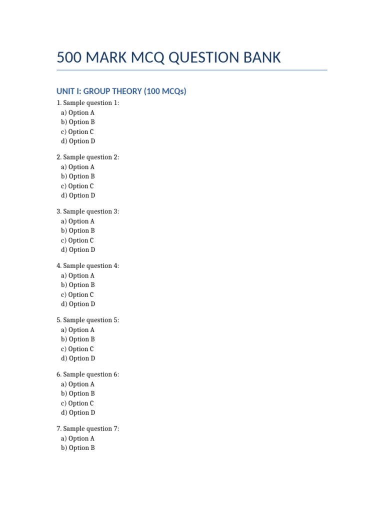 Complete 500 MCQ Question Bank | PDF | Mathematical Objects | Algebra