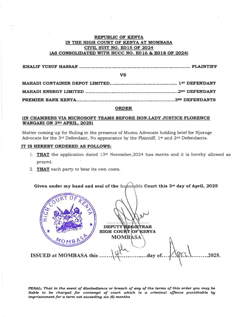Court Ruling in Civil Suit No. 15/2024 | PDF