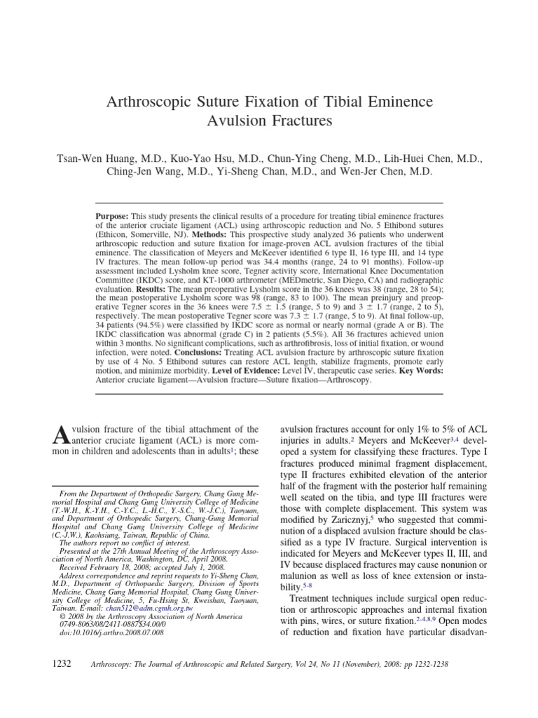 Arthroscopic ACL Avulsion Repair Techniques | PDF | Knee ...