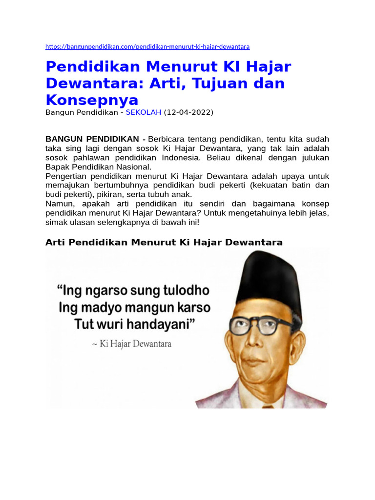 Pendidikan Menurut Ki Hajar Dewantara | PDF