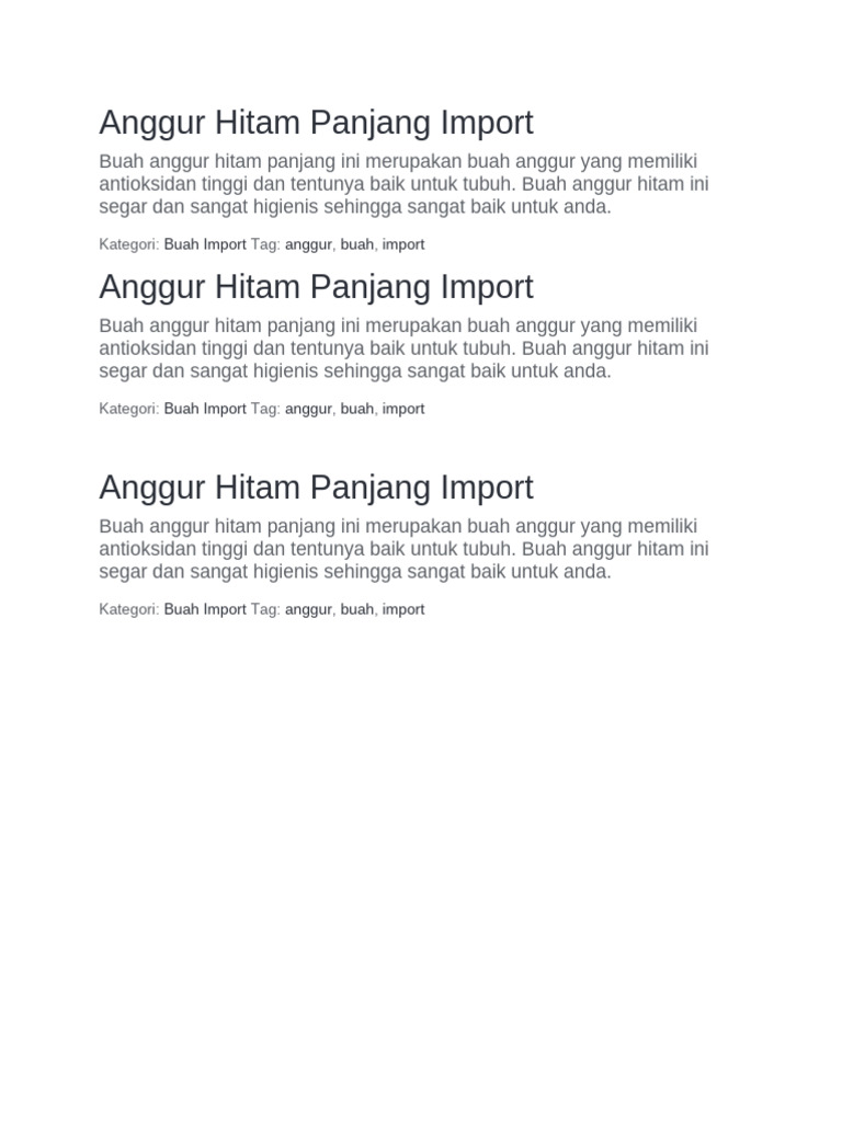 Anggur Hitam Panjang Import | PDF