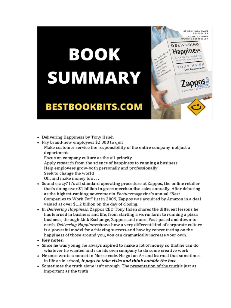Delivering Happiness | PDF | Happiness | Zappos
