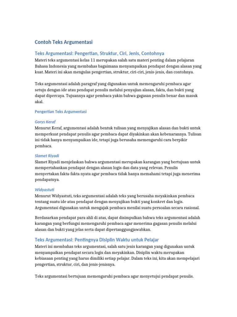 Contoh Teks Argumentasi Baru | PDF